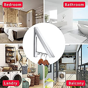 Dr.DJ Retractable Clothes Rack Wall Mounted Clothes Hanger - Foldable Clothes Drying Rack Wall Mount Coat Hangers for Laundry Indoor, Aluminium (1 Rack, Silver)