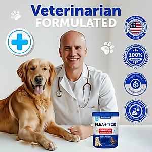Flea and Tick Chewables for Dogs - Made in USA - Natural Flea and Tick Supplement for Dogs - Oral Flea Pills for Dogs - All Breeds and Ages - 70 Chews