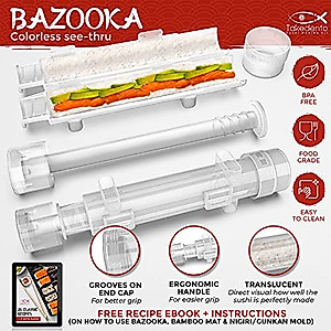 Takedento PREMIUM Sushi Making Kit – DIY Sushi Making Kit for Beginners – Transparent Sushi Bazooka – Food Grade Safe Sushi Set – Bamboo Sushi Rolling Mats – 23 Piece All You Need Sushi Making Kit