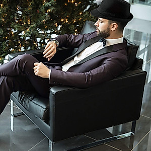 Unisex Classic Manhattan Fedora Hat with Black Band Fashion Casual Jazz Wool Cap (Black)