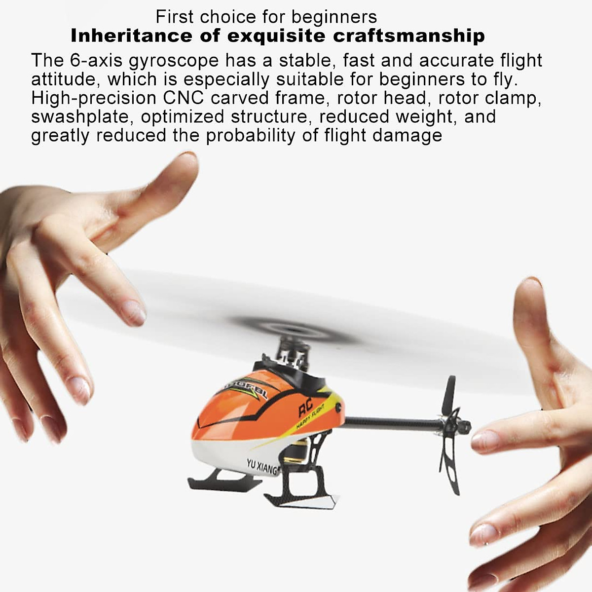 ZOSTER Electric RC Helicopter Model YUXIANG F180V2 2.4G 6CH 3D 6-Axis Dual Brushless Motors RTF Version Aileronless Aerobatic Helicopter Model for Kids Adult, Orange, 40 x 10 x 9 cm