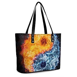 Womens Handbag Yin Yang Symbol Leather Tote Bag Top Handle Satchel Bags For Lady