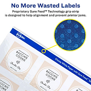 Avery Square Labels with Sure Feed, 2" x 2", 120 Glossy White Labels (36476)