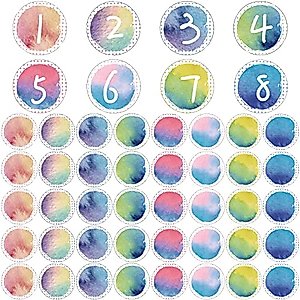 48 Pcs Watercolor Mini Accents Numbers Magnetic Accents Dry Erase Blank Magnets Colorful Fridge Magnets for Whiteboard Chalkboard School Office Home Supplies (Round)