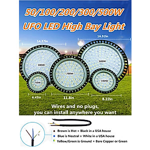 chunnuan 200W LED UFO High Bay Lights, 20000LM LED Warehouse Lights 6000K Cold White LED Shop Lighting Waterproof IP65 LED Highbay