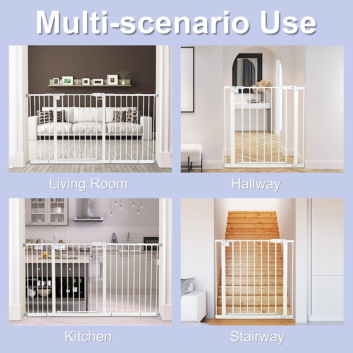 58-Inch Baby Gates Extra Wide - Baby Gates for Stairs,Dog Gates with Auto-Close,Includes 4-Inch, 8-Inch and 12-Inch Extension