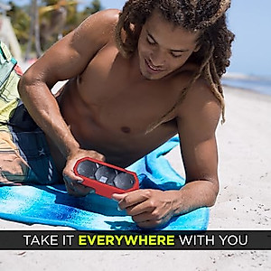 Altec Lansing Jacket H2O 2 - Waterproof Bluetooth Speaker with 3.5mm Aux Port, IP67 Certified & Floats in Water, Compact & Portable Speaker for Travel & Outdoor Use, 8 Hour Playtime,Deep Red