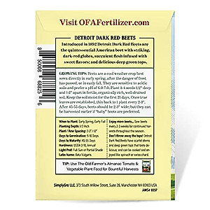 The Old Farmer's Almanac Heirloom Beet Seeds (Detroit Dark Red) - Approx 360 Seeds - Non-GMO, Open Pollinated, USA Origin