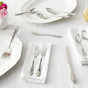 Wallace Antique Baroque 65-Piece 18/10 Stainless Steel Flatware Set, Service for 12, Silver