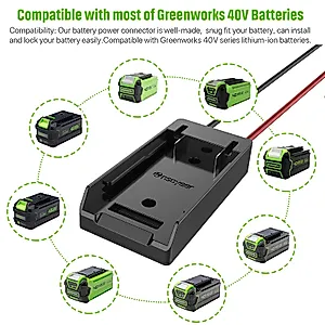Power Wheel Adapter with Fuse & Switch, Secure Battery Adapter for Greenworks 40V Lithium Battery, with 12 Gauge Wire, Good Power Convertor for DIY Ride On Truck, Robotics, RC Toys and Work Lights
