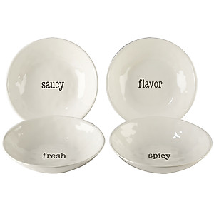 Certified International Corp It's Just Words 9.25" Soup/Pasta Bowls, Assorted Designs, Set of 4, Multicolor