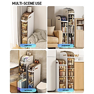 3-Tiers Narrow Storage Cabinet,narrow bathroom storage with Clear Drawers and Casters,slim bathroom storage cabinet for Small Kitchen Laundry Living Room Toilet Gap,No Installation Required