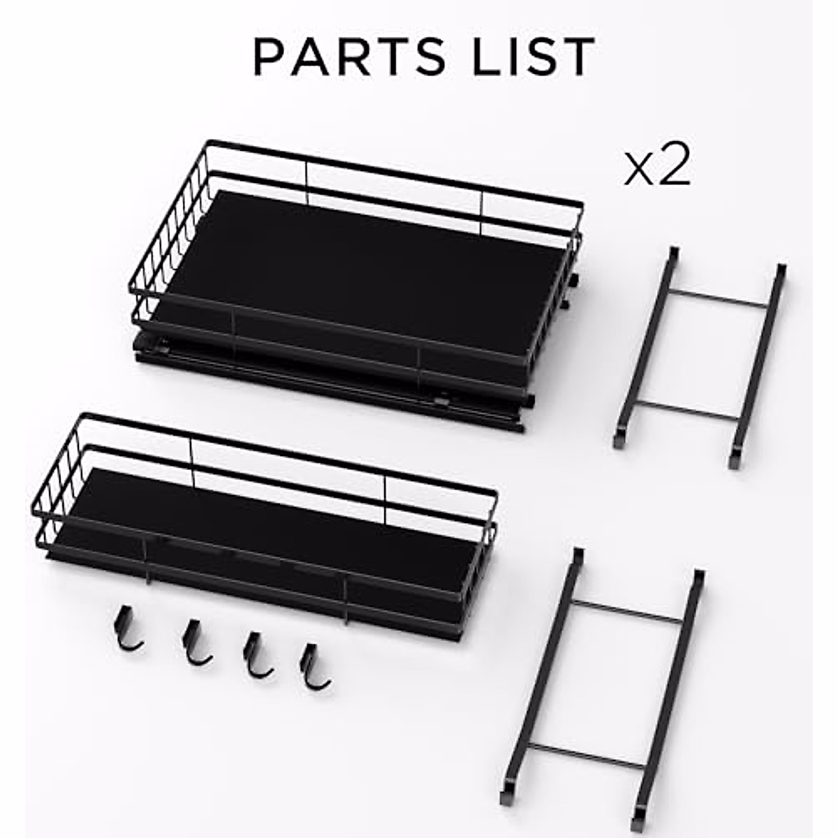 GMFINE 2 Pack Under Sink Organizer and Storage, 2 Tier Slide Out Undersink Cabinet Organizer Storage Organization with Hooks for Under Kitchen Bathroom Sink Storage Cleaning Supplies, Black