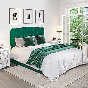 YITAHOME Upholstered Headboard, Velvet Tufted Upholstered Queen Headboard with Diamond Tufted, Full/Queen - Peacock Green