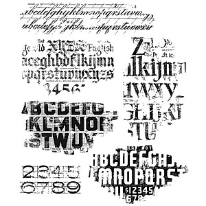 Tim Holtz - Stampers Anon CLING RBBR STAMP SET FADED TYPE