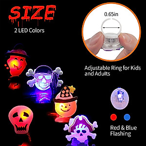 DERAYEE Halloween LED Rings for Kids, 50Pcs Light Up Ring Toys Halloween Party Favors Flash Finger Lights Glow in The Dark Treats Goodie Bag Fillers