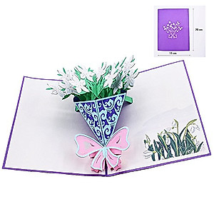 Flower Pop Up Cards 3D, Flower Greeting Card with Envelopes for All Occasions, Assorted 4 Flower Cards for Thanksgiving Birthday Christmas Valentine's Day Gift…