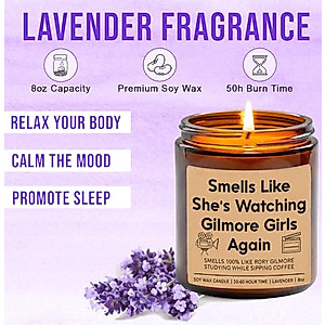 ATShop Smells Like She's Watching Gilmore-Girls Again Candle - Funny Watching Movies Candle - Movie Lovers Gifts Idea for Christmas- Birthday- Holiday - Gift for Fans - Lavender Scented Candle, 8oz