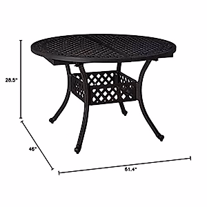 Christopher Knight Home Stock Island Outdoor Expandable Aluminum Dining Table, Black Sand Finish