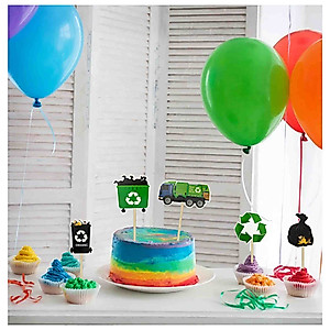 Garbage Truck Birthday Party Supplies Garbage Truck Cupcake Toppers for Trash Truck Waste Management Recycling Party Supplies