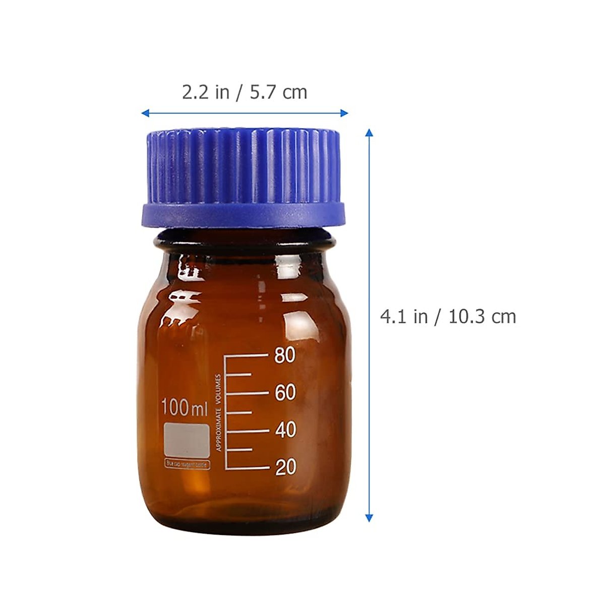 100ml Storage Glass Bottles with Cap - 3pcs Round Media Storage Bottles Amber Graduated Lab Reagent Container for Lab Scientific Glassware Classrooms Home