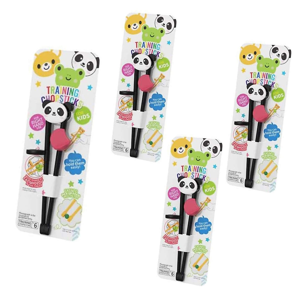 4Pcs Cartoon Panda Animal Chopsticks Practice Helper, Reusable Eating Training Tools, Chopstick and Cutlery Rests Cute Tableware Learn Tools Kitchen Utensils and Gadgets Multicolour
