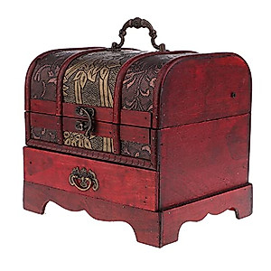 LDCHNH Portable Vintage Style Wooden Organizer Box Trinket Case Chest Travel Case Boxes