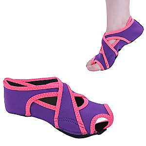 Dioche Yoga Socks for Women, Anti-Skid Training Toeless Half Toe Shoes Socks for Yoga Pilates Ballet Dance(M-)