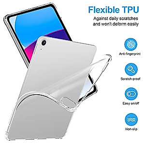 BAMCOO Clear Case for iPad 10th Generation 2022 - 10.9 inch Compatible iPad 10th Gen - Transparent Protective Shockproof TPU Gel Silicone Back Cover