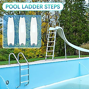 Wettarn 18 Inches Pool Ladder Steps Universal Swimming Pool Ladder Pedal Set Molded Plastic Swimming Pool Ladder Rung Step with Stainless Steel Bolts Fit for Inground and Above Ground Pools(6 Set)