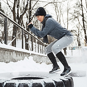 YEJIMONG Warm Thick Knee High Socks for Women, 4 Pairs Cotton Cushioned Long Socks for Running Hiking Skiing Gifts (Black - 4 Pairs)