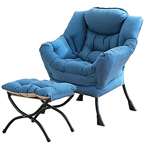 Tiita Lazy Chair with Ottoman, Modern Large Accent Lounge Chair, Leisure Sofa Armchair/Reading Chair with Footrest for Bedroom, Living Room, Dorm Rooms, Garden and Courtyard