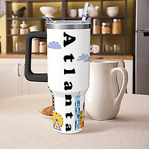 Vehcimbev City Themed Tumbler - 40oz With Hanld Stainless Steel Travel Coffee Mug with Leak Proof Lid - Hot/Cold Drinks,Perfect Atlanta Souvenir Gift (Atlanta)