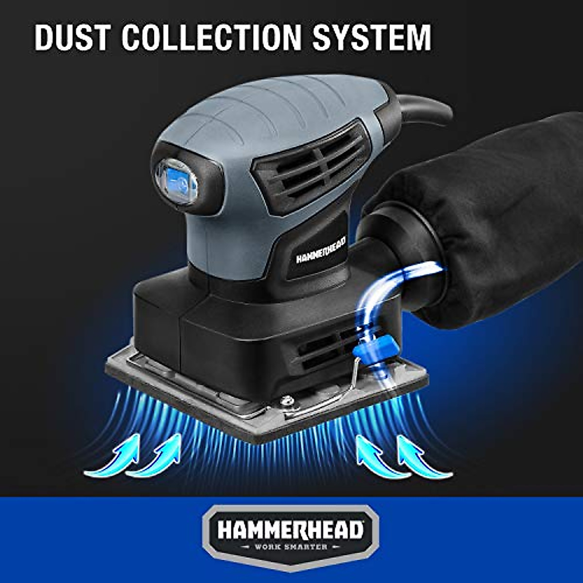 Hammerhead 2.0-Amp 1/4 Sheet Palm Sander with 12pcs Sandpaper– HAPS020