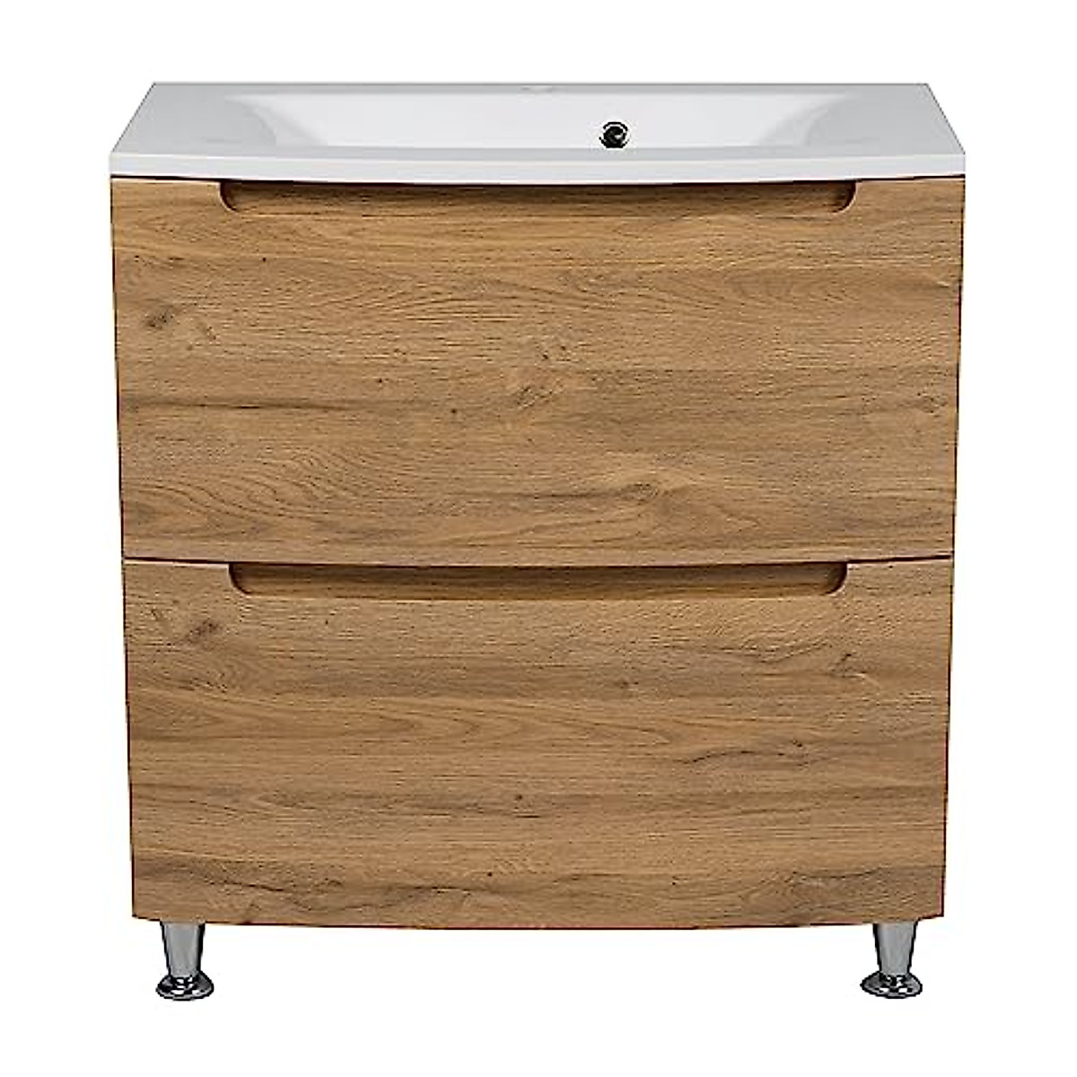 Bath Oasis Modern Free Standing Bathroom Vanity with Washbasin | Delux Teak Natural Collection | Non-Toxic Fire-Resistant MDF-40-Diamond Collection 40"