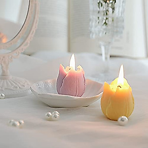 Tulip Flower Shaped Scented Candle,2 Pack Handmade Aroma Soy Wax Decorative Candle for Table Photo Prop Birthday Gift,Prefect for Meditation Stress Relief Mood Boosting Bath Yoga (Pink+Yellow)