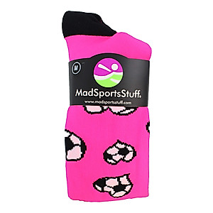 MadSportsStuff Love Soccer Hearts Socks Over the Calf (Neon Pink Small)