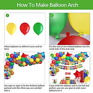 HYOWCHI Sesame Friends 1st Birthday Party Supplies - Sesame Theme First Birthday Decorations, Balloon arch, Highchair Banner, Crown, Banner, Topper, Cartoon Sesame One Year Old Birthday Supplies Decor