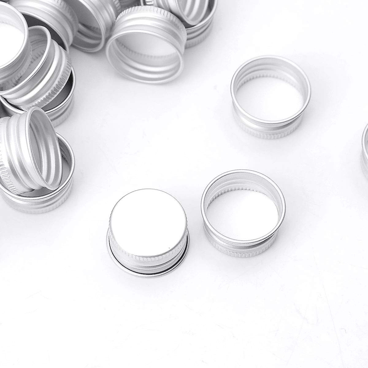 Aislor Aluminum Tins Cans Screw Top Round Steel tins Cans with Screw Lid Screw Lid Containers Cap Lid Silver 24mm