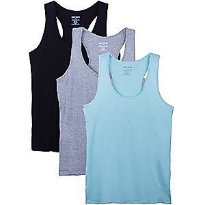 Caramel Cantina 3 Pack Cotton Racerback Tanktop (Large, Black/H.Grey/Mint)
