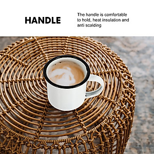 DOITOOL Fun Metal Coffee Mug Campfire Coffee Mug, Camping Coffee Mug Drinking Cup with Handle, Metal Coffee Tea Cup, Suitable for Indoors, Outdoors, Camping and Hiking (White) Coffee Tin Mugs