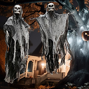 GiftExpress 2 Pack 36" Halloween Hanging Skeleton Grim Reaper, Halloween Skeleton Decorations for Haunted House Prop Indoor/Outdoor