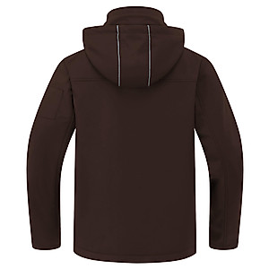 CREATMO US Adult Rain Jackets For Men Weatherproof With Hood Packable Windbreaker Jackets All Weather Coats Brown L