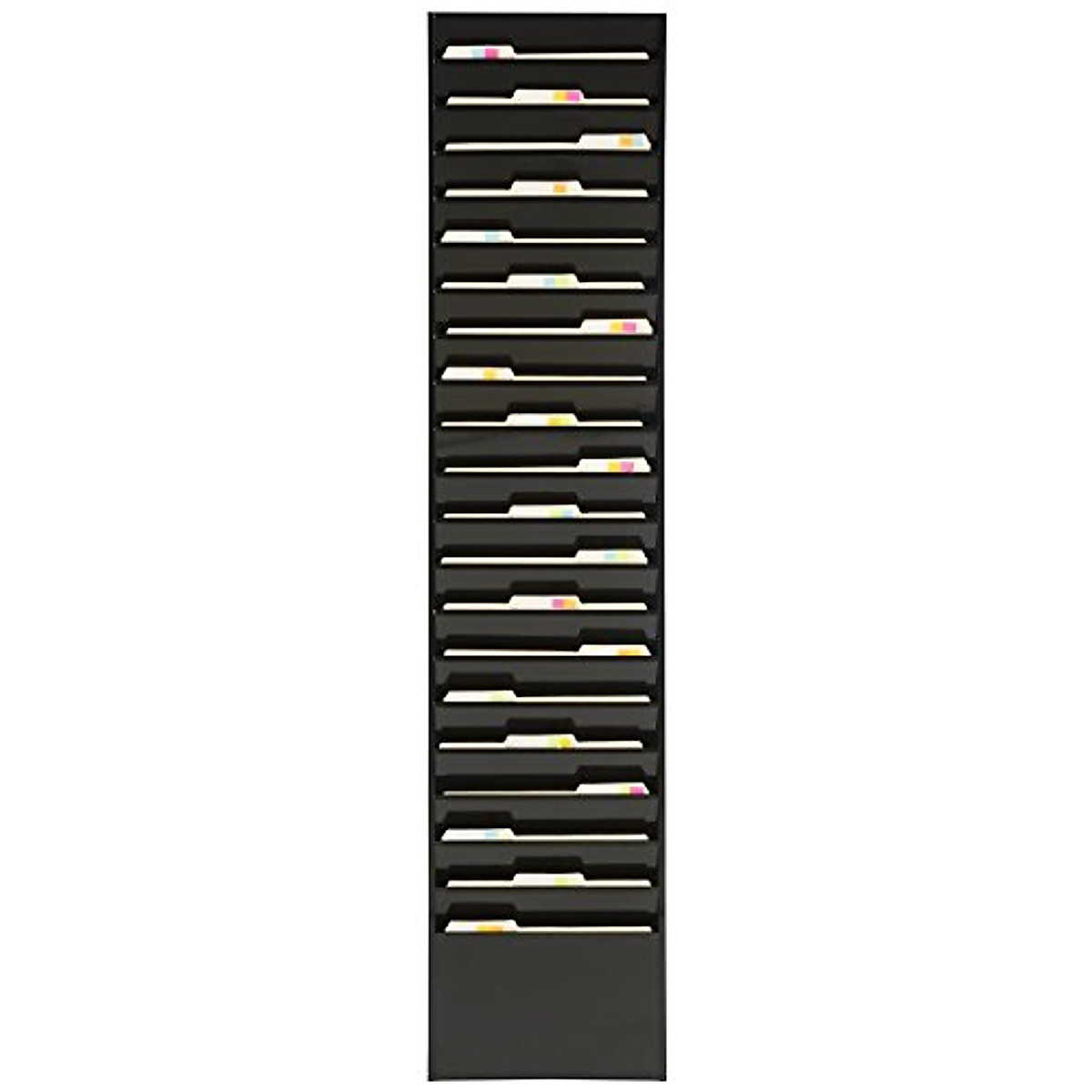 Displays2go File Folder Wall Rack, 20 Pockets, Tiered, Office and Medical Charts (Black, Powder Coated Steel)
