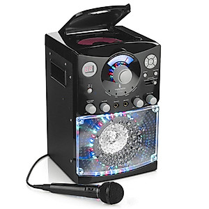 Singing Machine SML385BTBK Karaoke System with LED Disco Lights, CD+G, and Microphone, Black