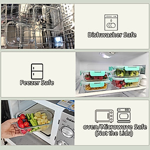 FAWLES 12 Pack Glass Storage Containers with Lids, Leak-Proof Meal Prep Containers, Dishwasher/Microwave/Oven/Freezer Safe Glass Food Storage Containers for Leftovers, to Go