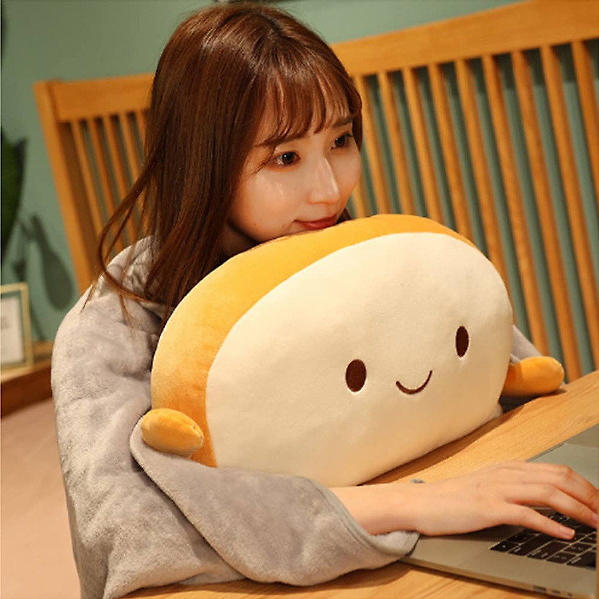 17“Toast Bread Pillow Funny Food Plush Toy Pillows Small Cute Stuffed Plush Toast Sofa Pillow for Kids Adults Gift Home Bed Room Decor (Toast Bread,Golden) …