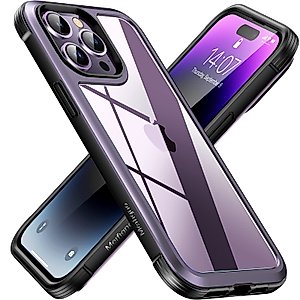 Meifigno Rainbow Series for iPhone 14 Pro Max Case with Aluminum Frame & 3X Shockproof Bumper & Clear Back, [3X Military Grade Drop Protection], Protective Phone Case iPhone 14 Pro Max, Lavender