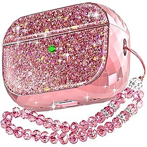 AhaStyle AirPods Pro 2 Case Cover (2023/2022) for Women Girls Luxury Glossy Hard-Shell Protective Case Cover Compatible with Apple AirPods Pro 2nd Gen (USB-C/Lightning Cable) Charging Case(Rose Gold)
