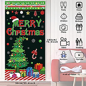 Christmas Door Banner Decorations and Merry Christmas Backdrop